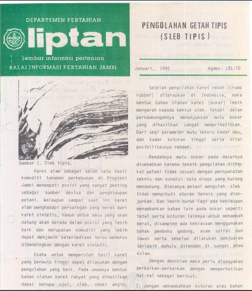 Pengolahan Getah Tipis (sleb Tipis)